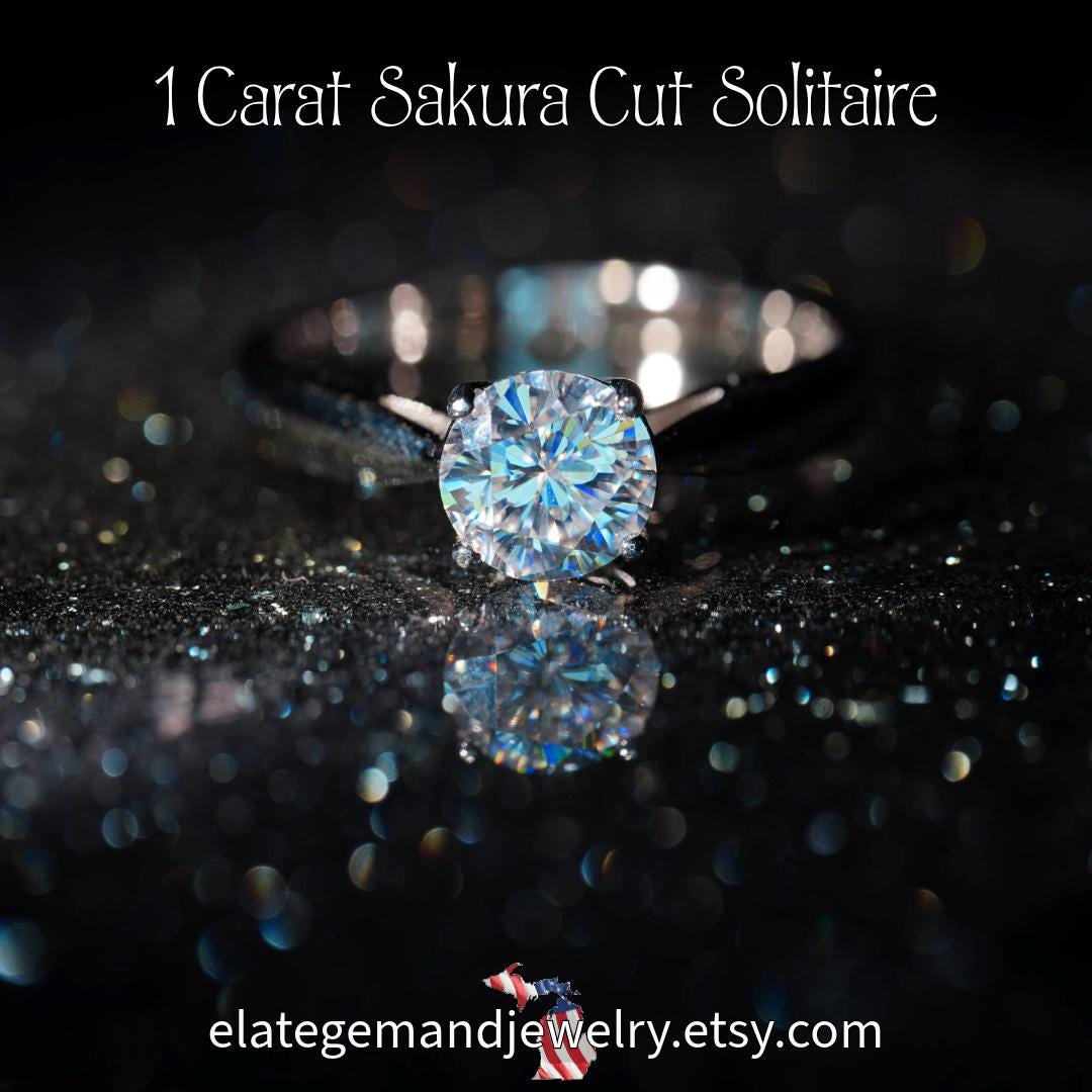 1 Carat Sakura Cut Moissanite, in 925 Sterling Silver Solitaire Ring - Etsy