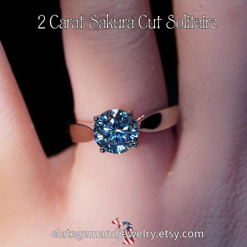 2 Carat Sakura Cut Moissanite, in 925 Sterling Silver Comfort Band ...