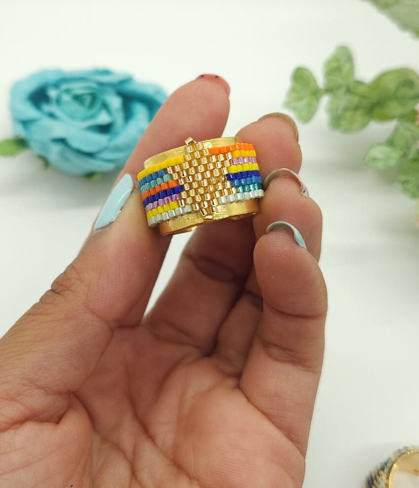 Adjustable 24K Gold Plated Miyuki Rings - Etsy