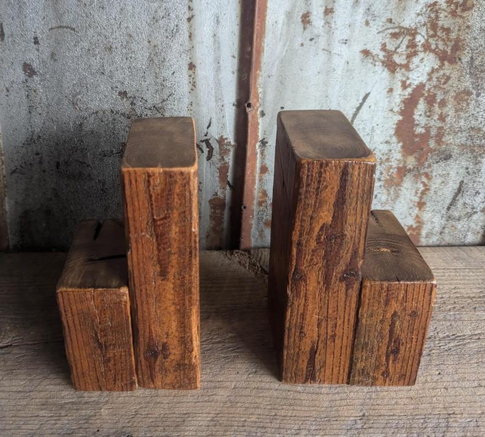 Rustic Hand-crafted Barn Wood Bookends/80 YO Authentic Barn Wood ...
