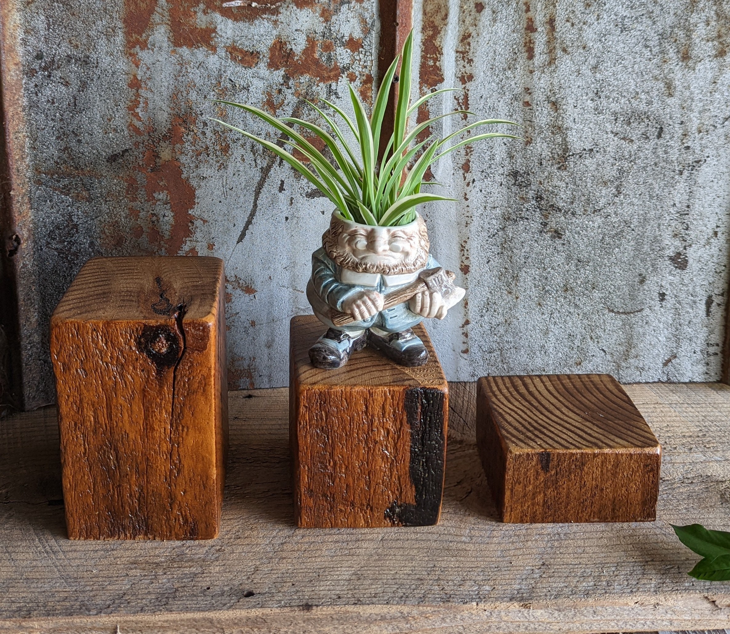 Beautiful Barn Wood Block Plant Stands (3)/candle Stand/ Sculpture Base ...