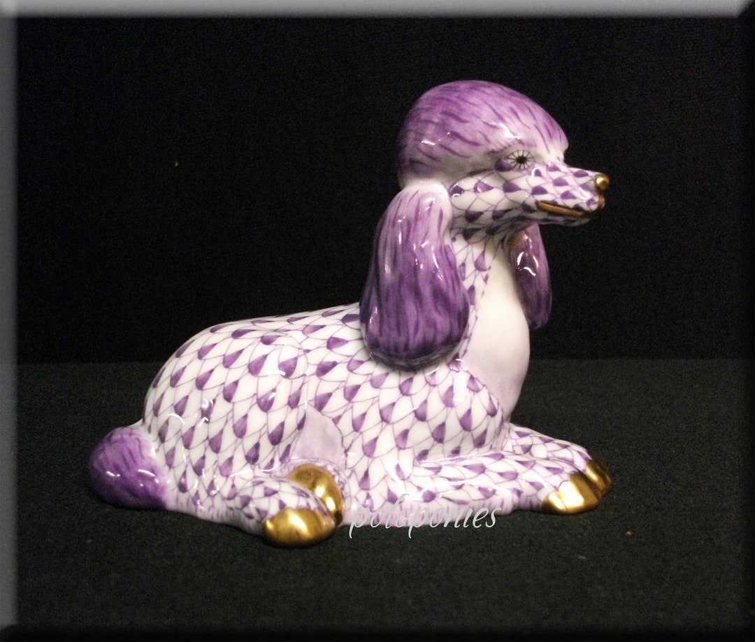 HEREND Poodle Lying 15608 lilac Fishnet Domestic Collection - Etsy