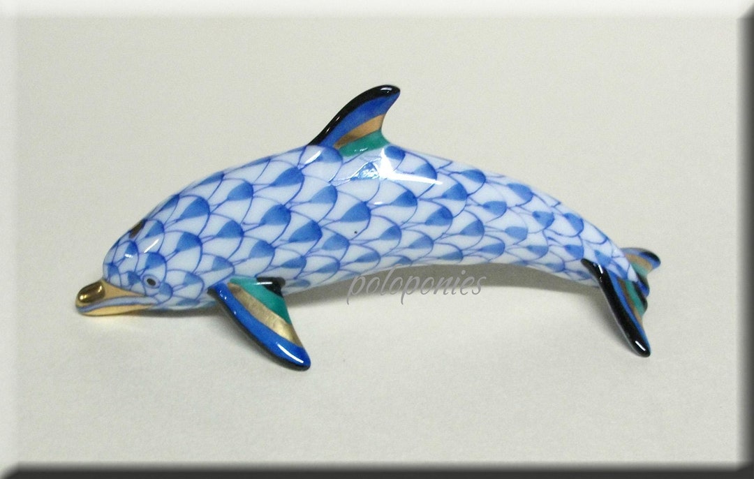 HEREND Dolphin (small) 15397 - Blue Fishnet - Aquatic Collection - Etsy