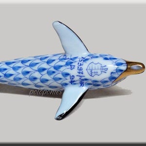 HEREND Dolphin small 15397 Blue Fishnet Aquatic Collection - Etsy