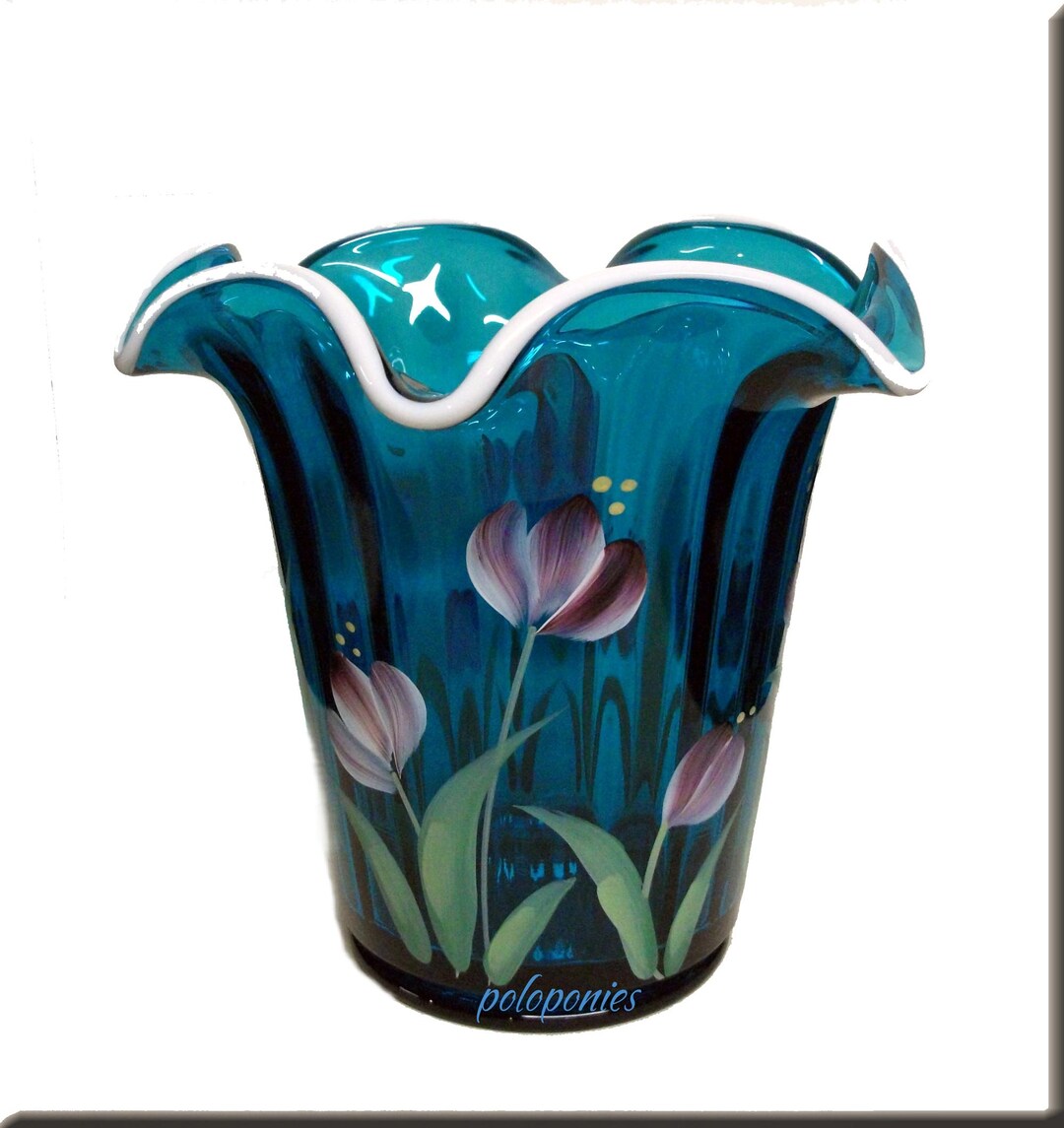 FENTON Flip Vase With Milk Glass Base - Heirloom Optics Collection ...