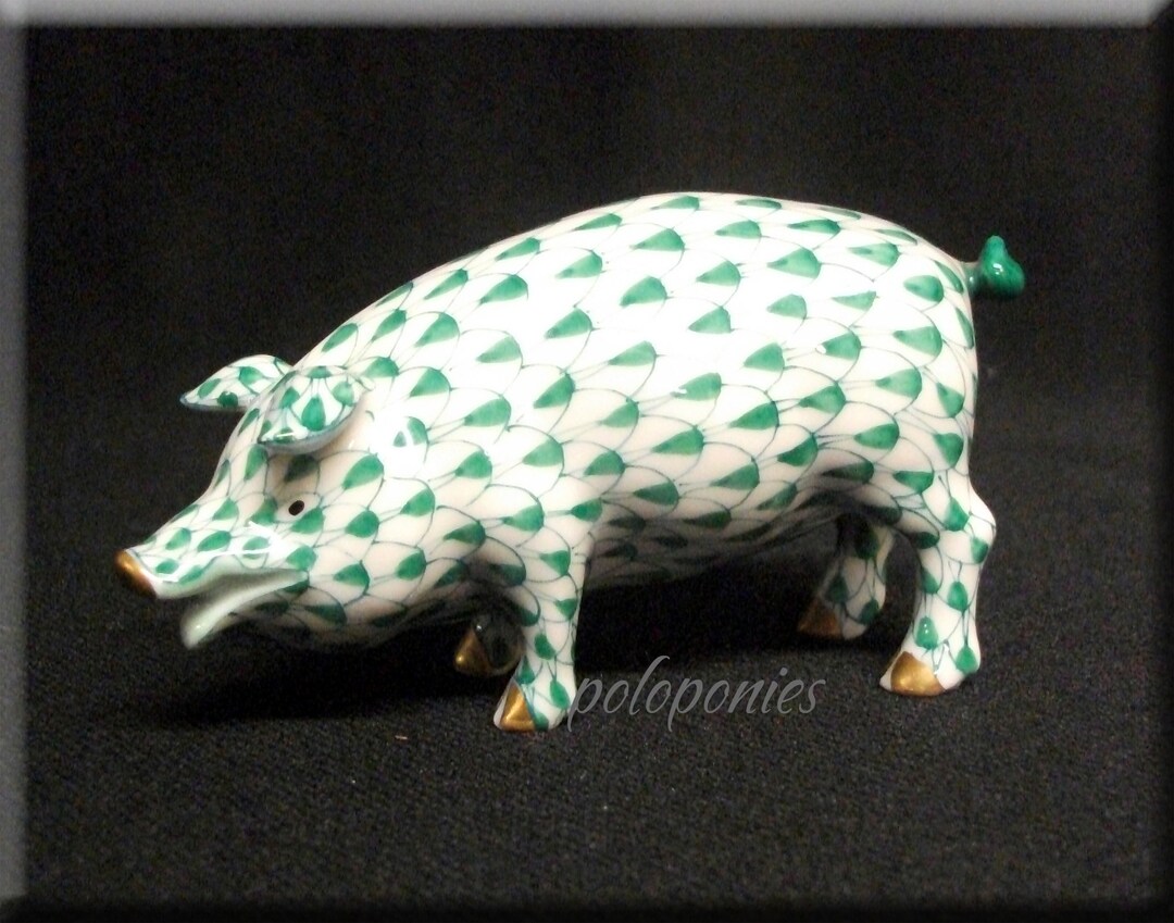HEREND Pig 15301 - Green Fishnet - Farmyard Collection - Etsy