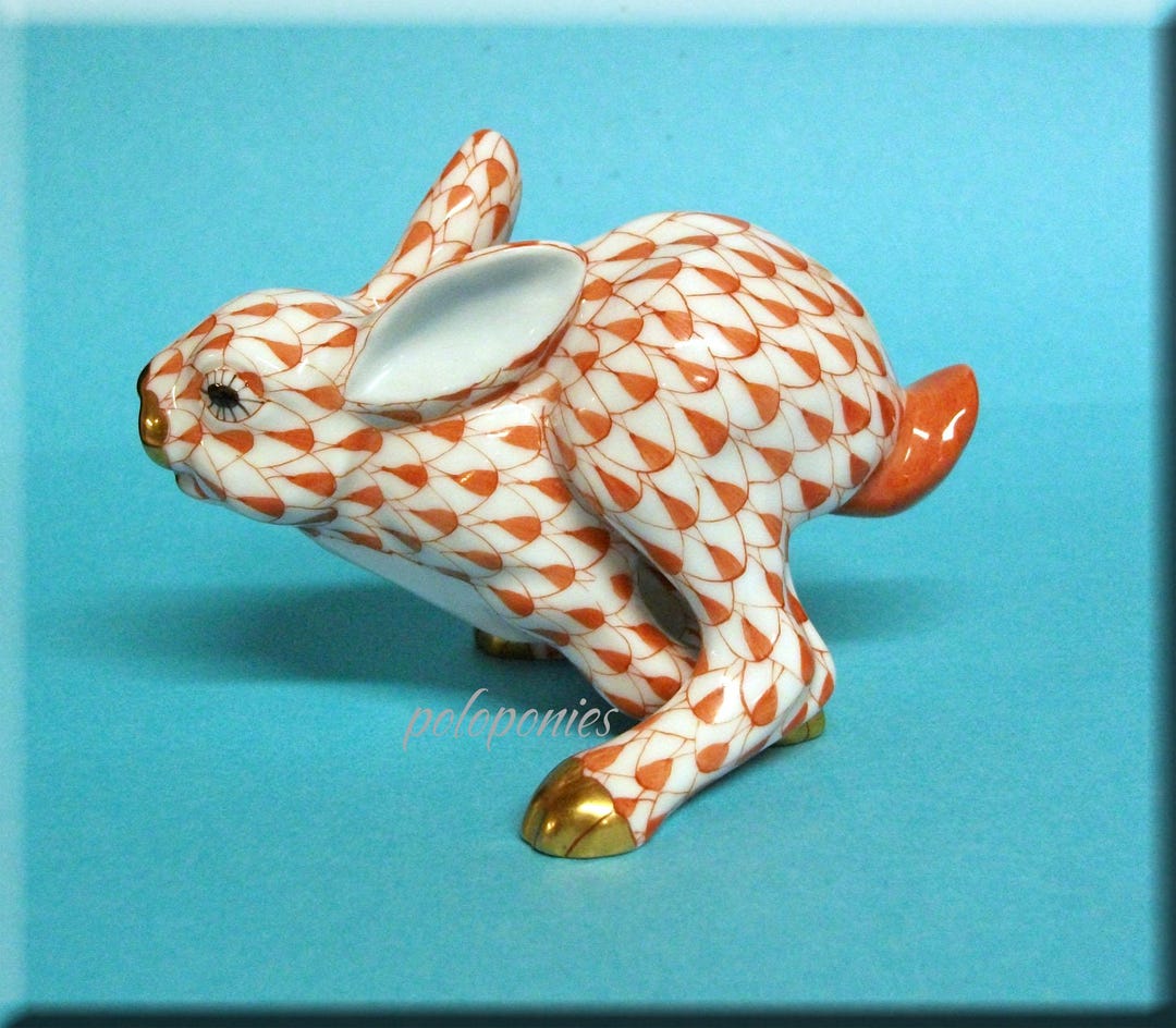 HEREND Rabbit Running 15585 - Rust Fishnet - Bunny Collection - Etsy