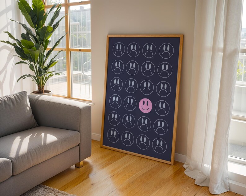 Smiley Face Poster, Dopamine Decor, Wall Art, Digital Download - Etsy