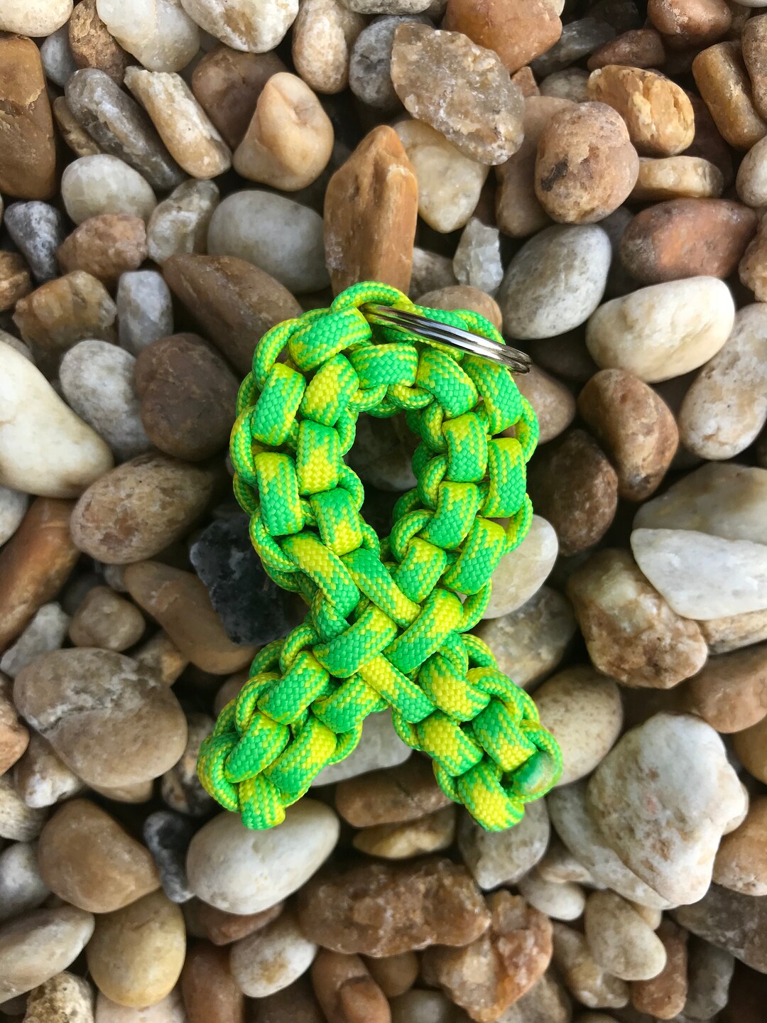 Lime Green and Yellow Awareness Keychain Paracord Ribbon Lymphoma Lyme ...