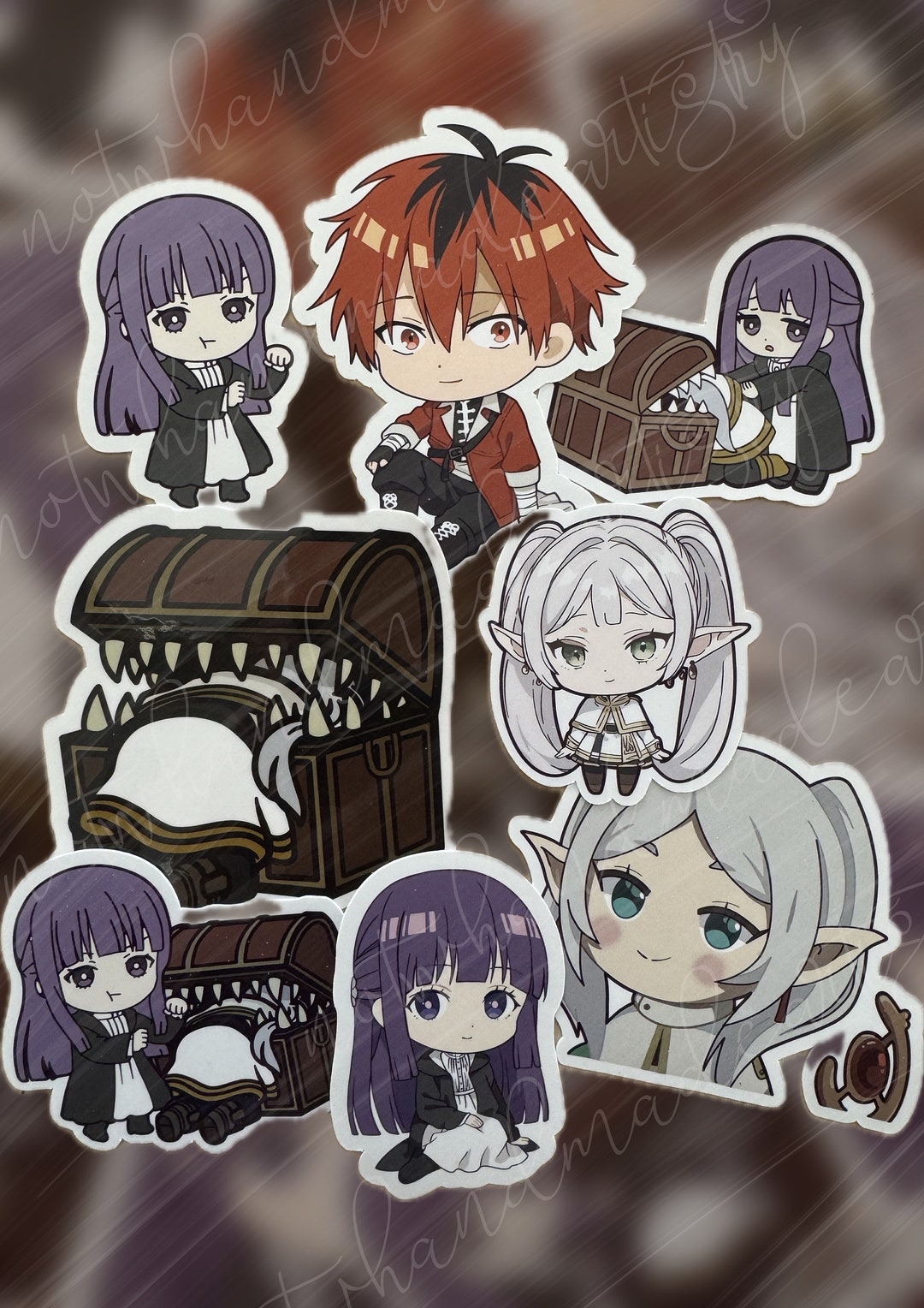 Elf Mage Fern Journey Anime Sticker, Mimic Anime Merch, Chibi Elf ...