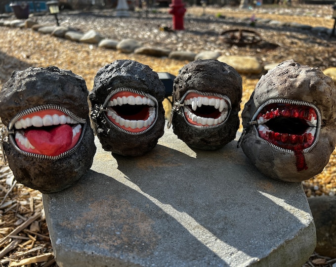 Toothy Rock Cement Garden Oddity - Etsy