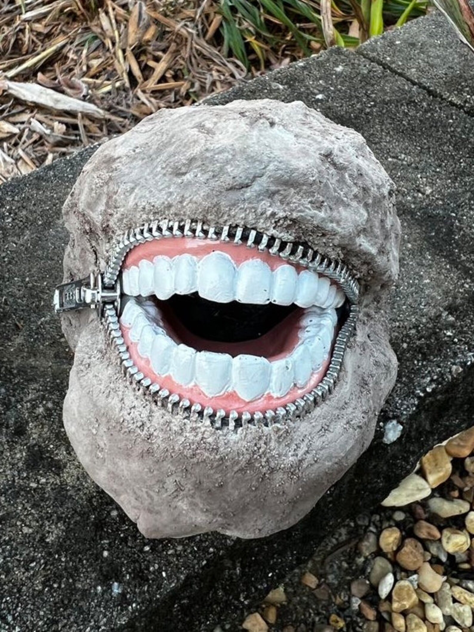 Teeth Rocks Smiling Zipper Teeth Concrete Yard Art - Etsy