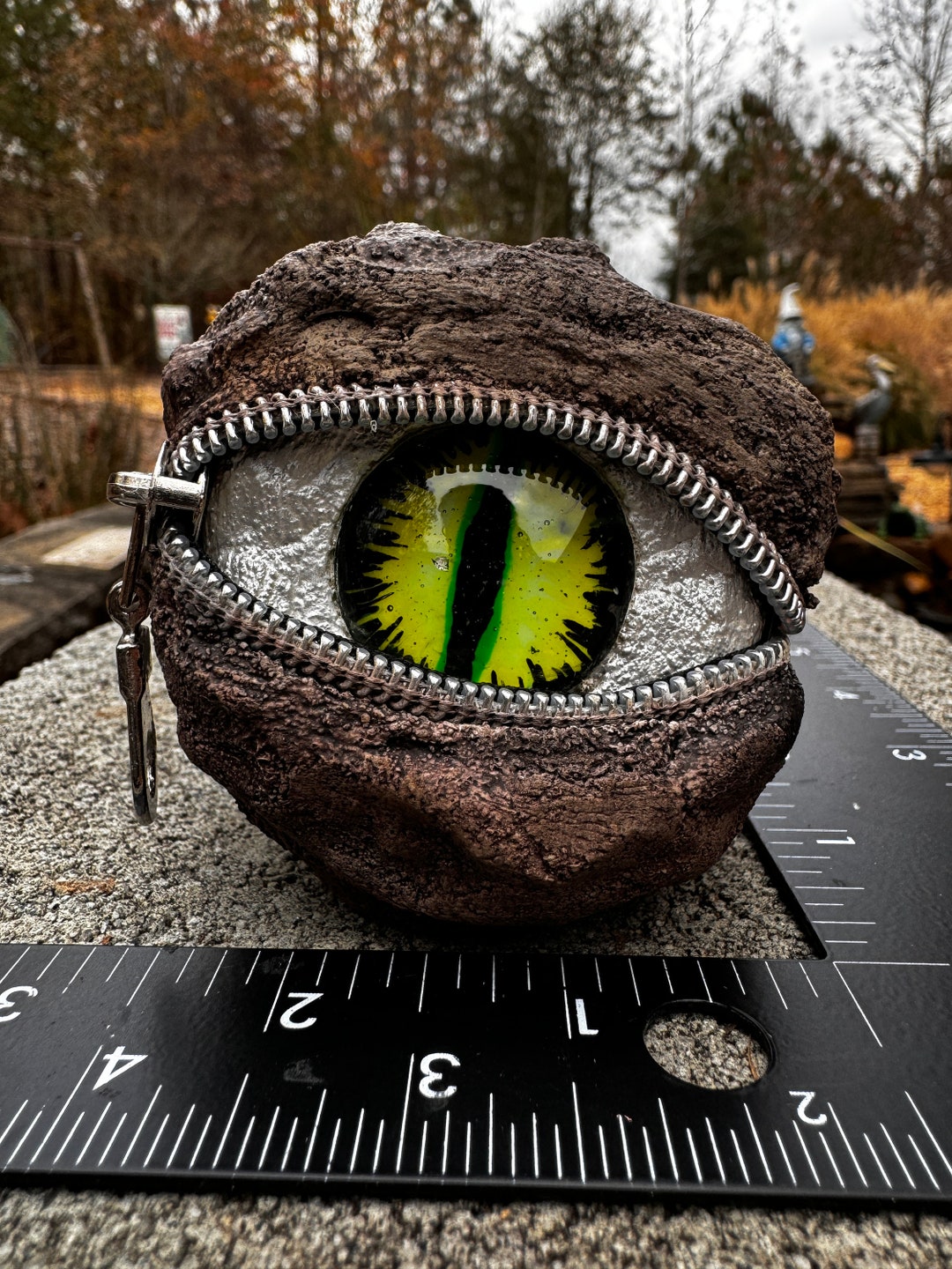 Dragon Zipper Eye Rock Oddity Outdoor Glow in the Dark Hand Painted Eye ...