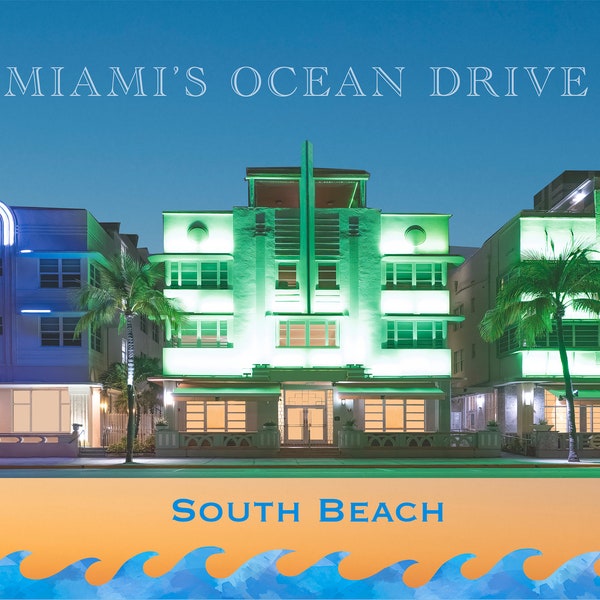 Miami Ocean Drive Poster - Etsy