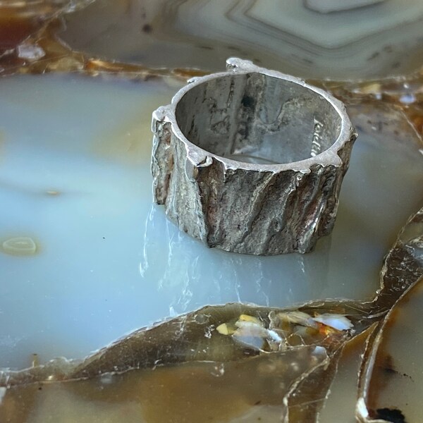 Bark Texture Ring - Etsy