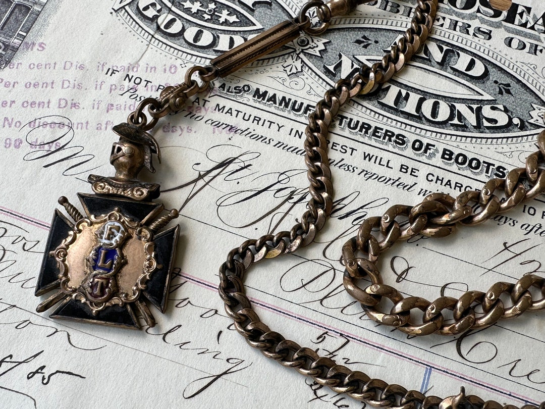 Antique Odd Fellows FLT Knight Shield FOB Assemblage Pocket Watch ...