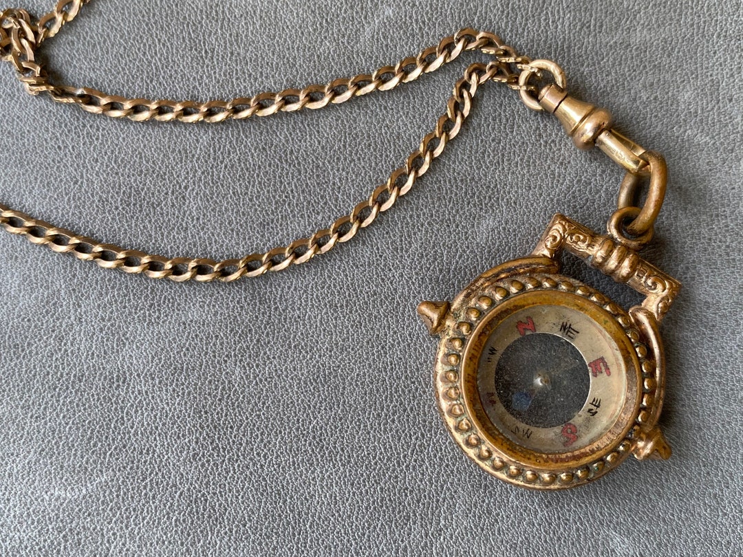 Antique Victorian Miniature COMPASS FOB Pocket Watch 43 Long Lorgnette ...