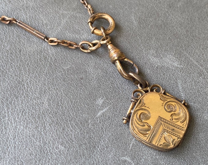 Antique Victorian Mini ROUNDED SQUARE LOCKET Paired With Pocket Watch ...