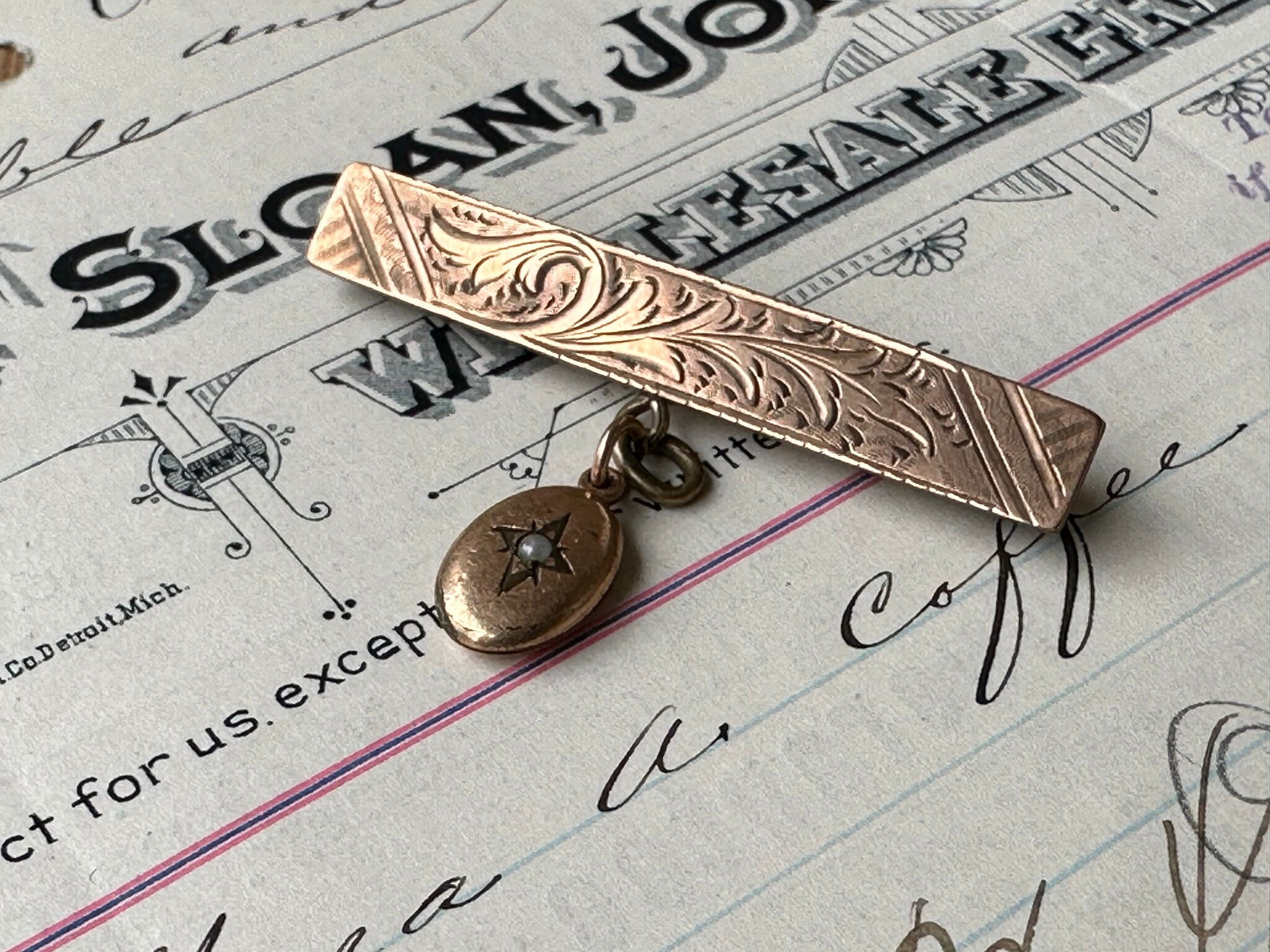 Antique Victorian Engraved Unique Bar Pin Brooch With Oval Charm - Etsy