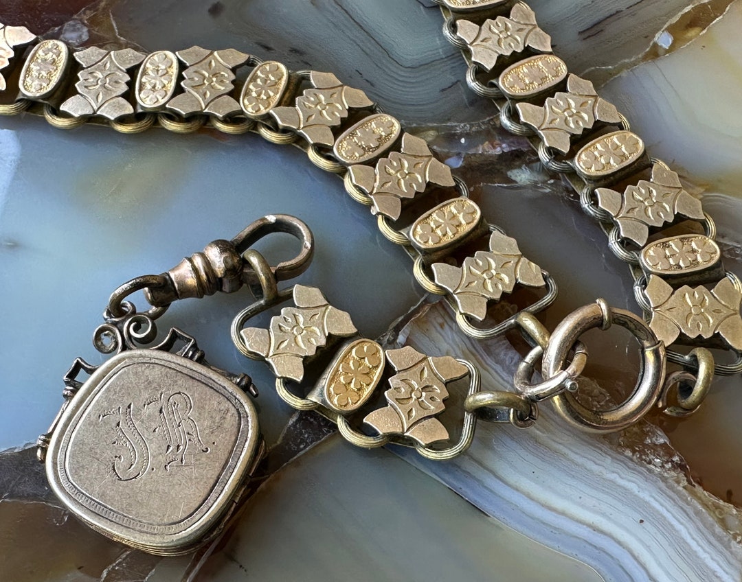 Antique Victorian Book Chain Gold Filled Necklace With WATCH FOB ...