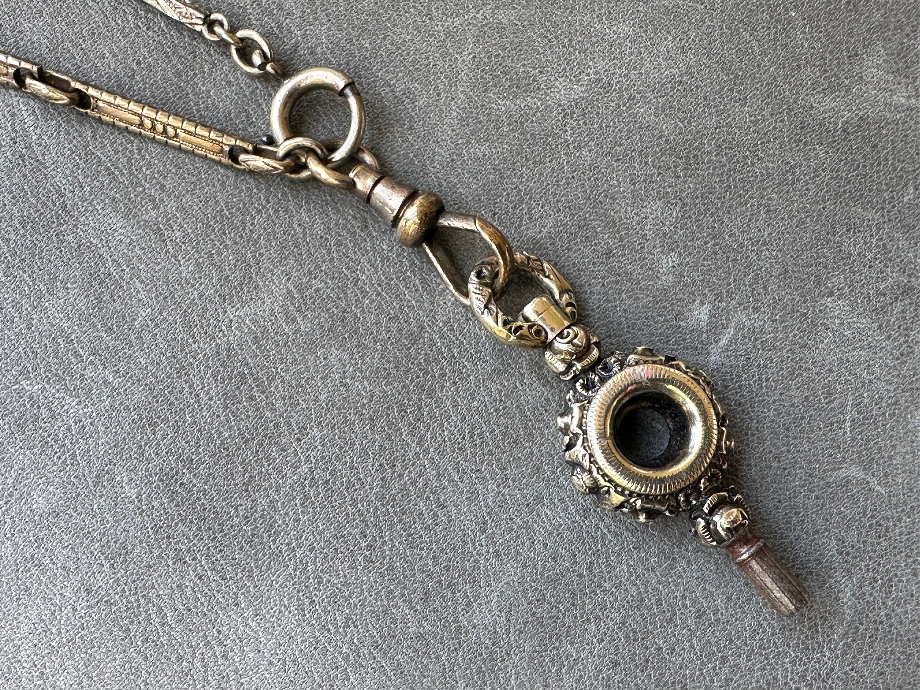 Antique Victorian White Gold Filled Watch Key FOB Paired With Antique ...