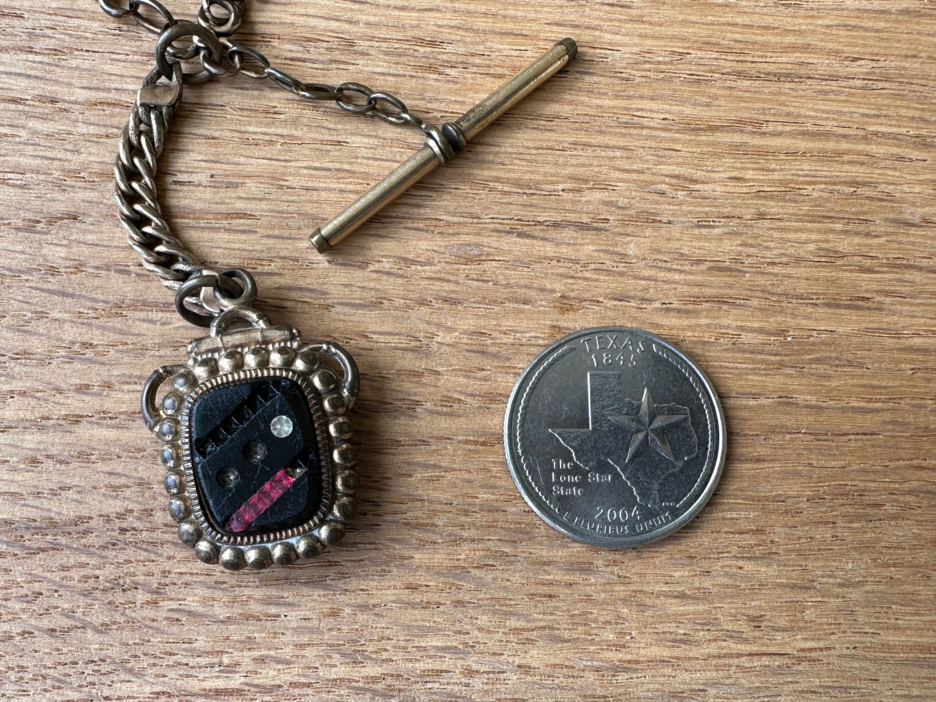 Antique Victorian Black Granite With Red and Clear Stone FOB Watch ...