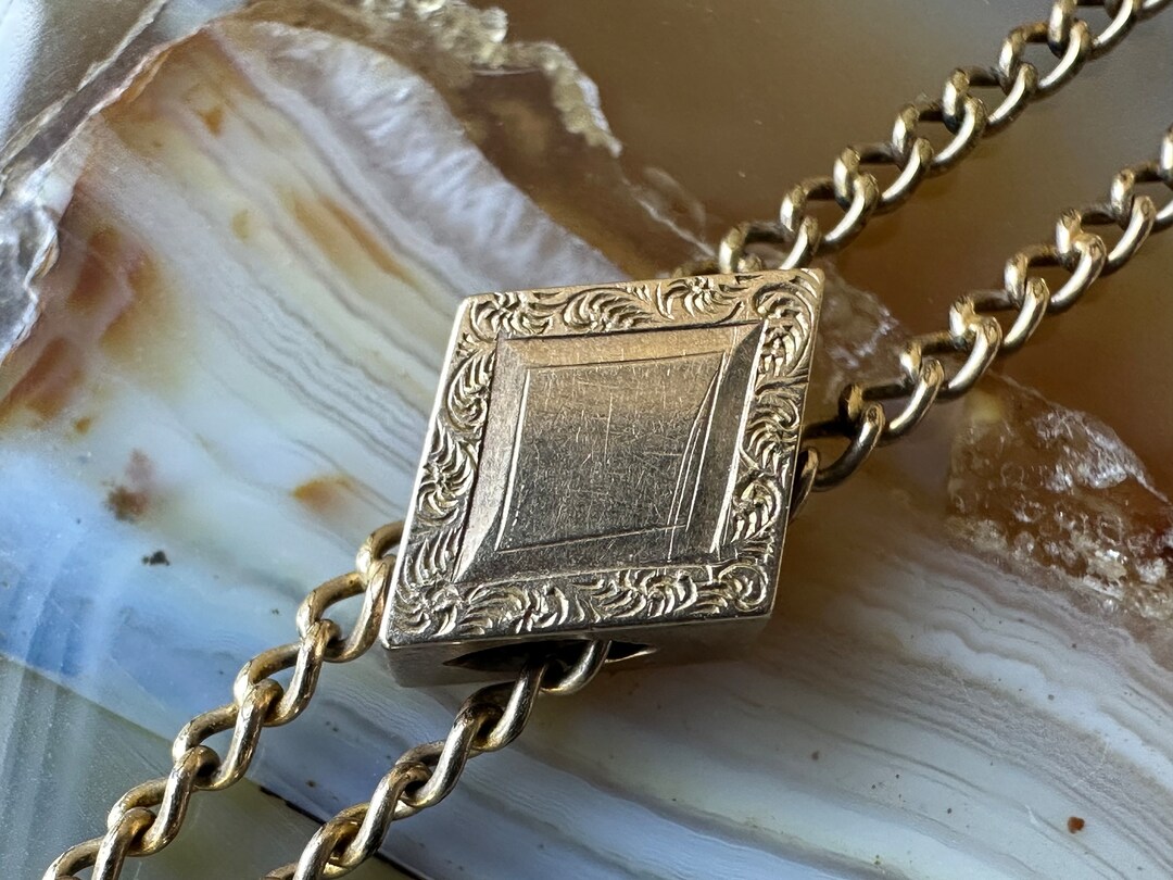 Antique Victorian 50" Lorgnette Chain Necklace With Diamond Shape Slide ...