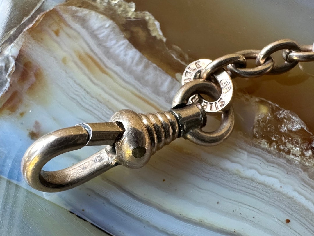 Antique Victorian Lorgnette Chain Necklace: 52" Gold Tone Guard Chain ...