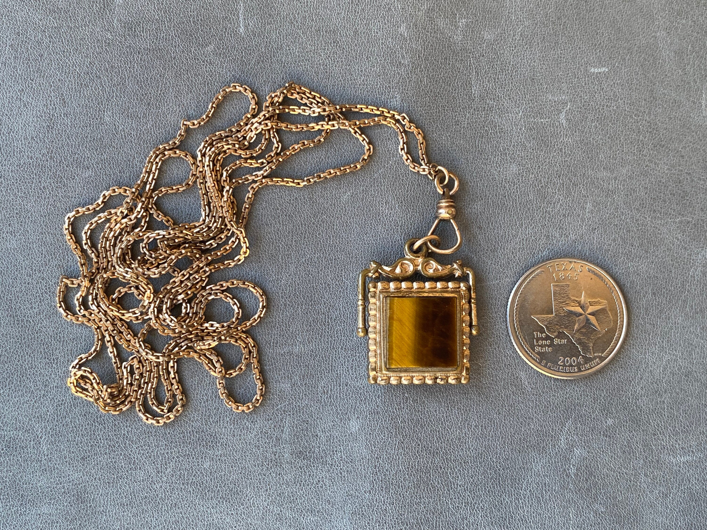 Antique Victorian 50 Lorgnette Chain Necklace With Red Stone / Tiger ...