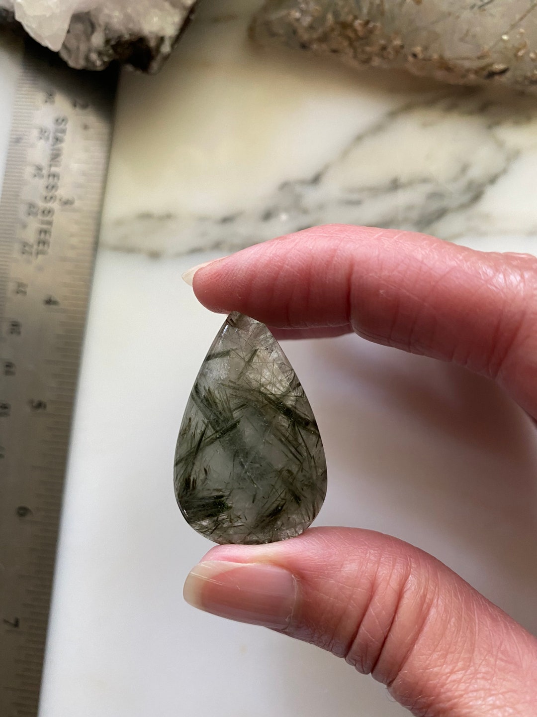 Green Rutilated Quartz Cabachon - Green Rutile Quartz Gemstone ...