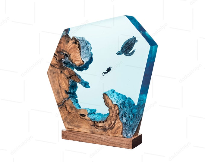 Seaturtle Art, Scuba Diving, Under Water Art, Diver Resin Lamp ... Seaturtle Art, Scuba Diving, Under Water Art, Diver Resin Lamp ...