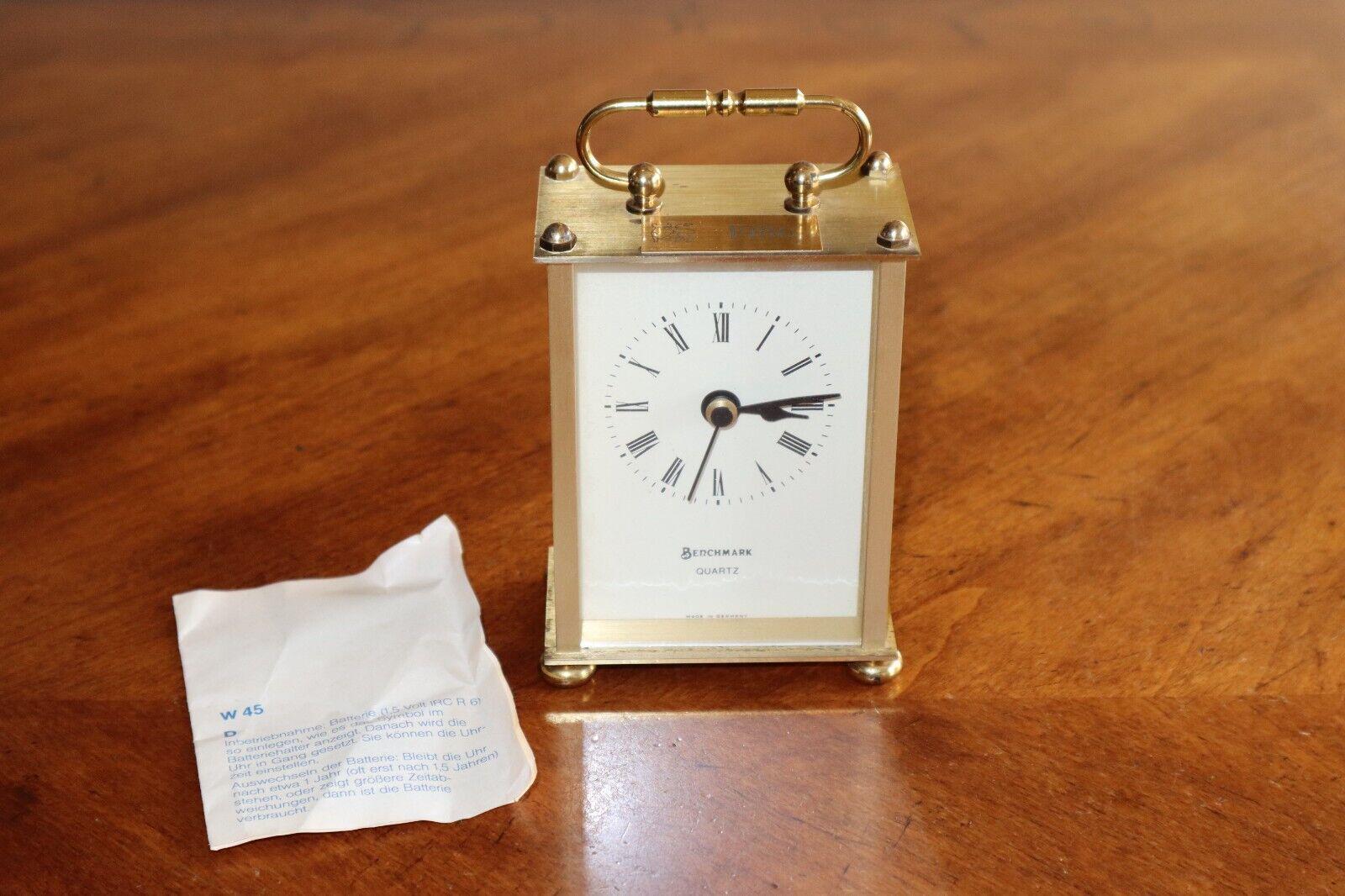 Benchmark Quartz Desk Clock Brass Carriage W. Germany Merril Lynch Logo ...
