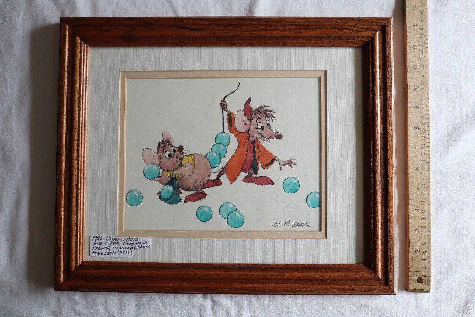 Disney Cinderella Gus & Jaq Lithograph Signed Marc Davis Matted and ...