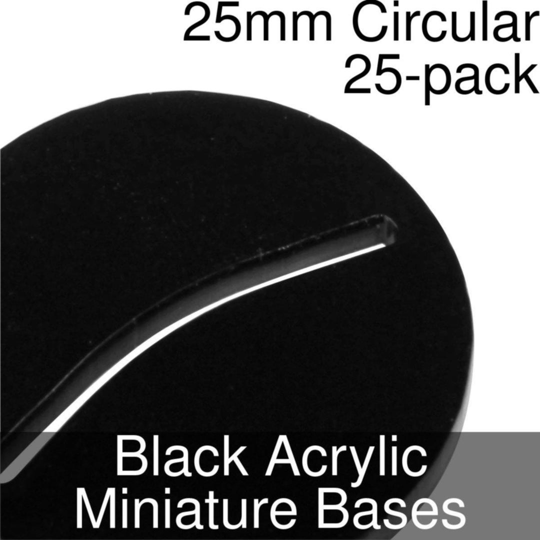Miniature Bases, Circular, 25mm paper Mini Slot, 3mm Black Acrylic 25 ...