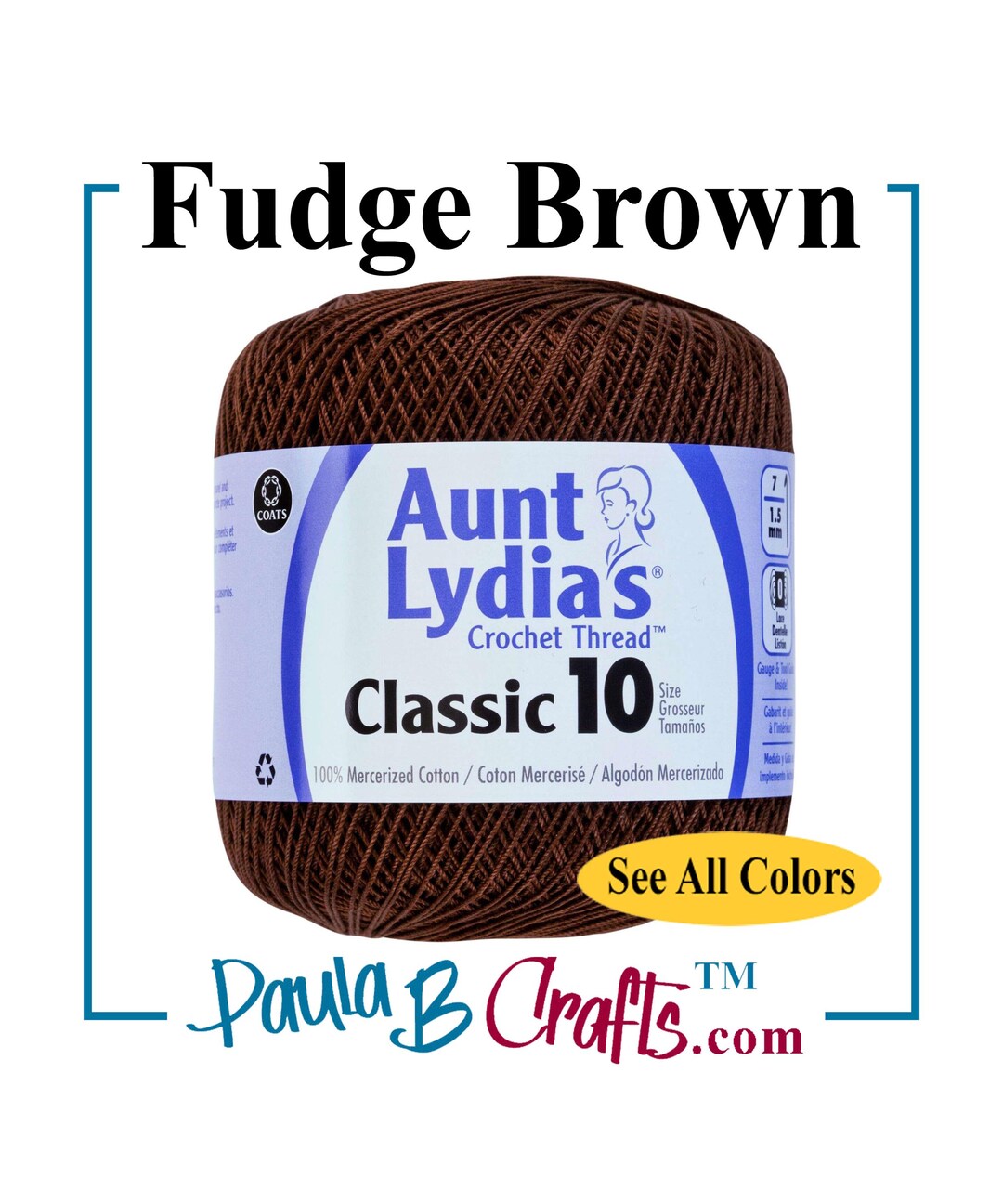 FUDGE BROWN Aunt Lydia Classic 10 Thread 350 Yards , Crochet Thread - Etsy