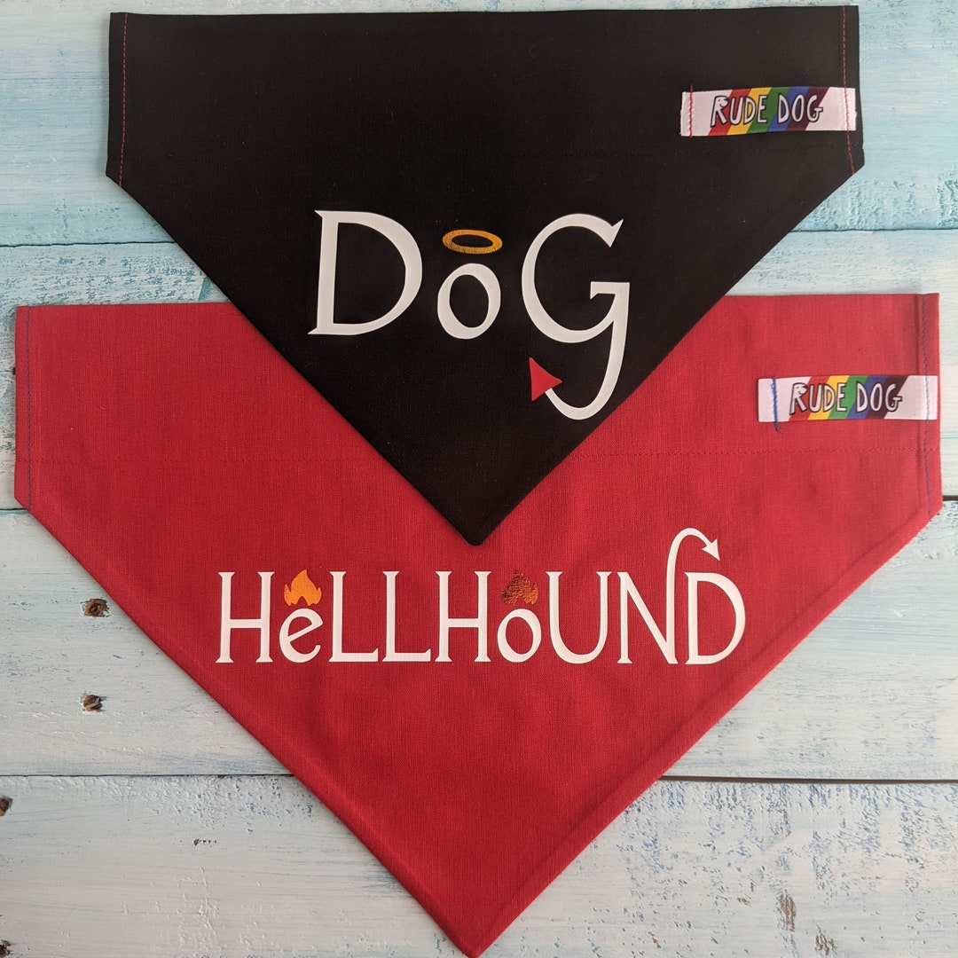 Reversible Dog/hellhound Bandana Over the Collar. Good Omens - Etsy