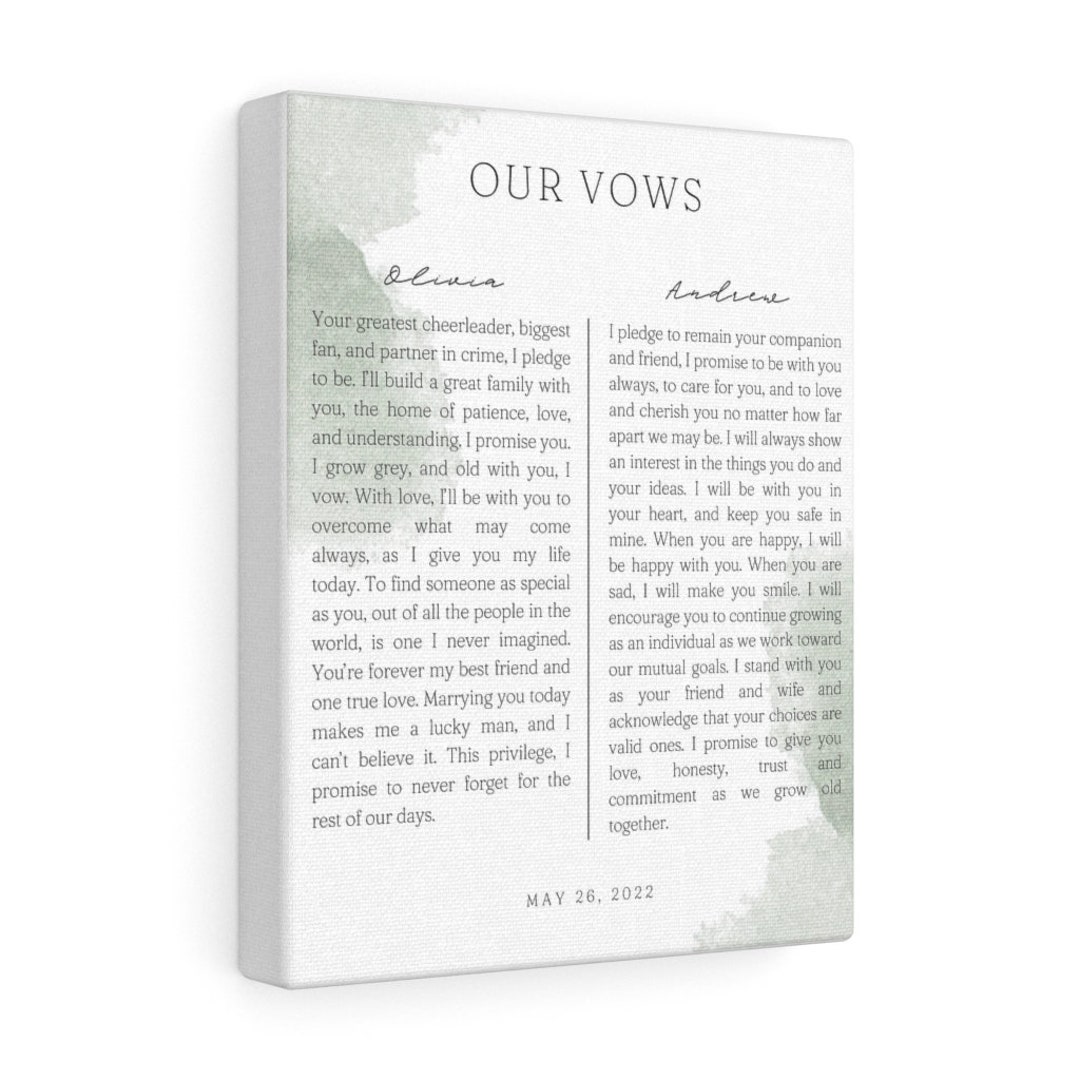 PERSONALIZED Our Vows Canvas | Wedding Vows Print | Wedding Vows Gift ...