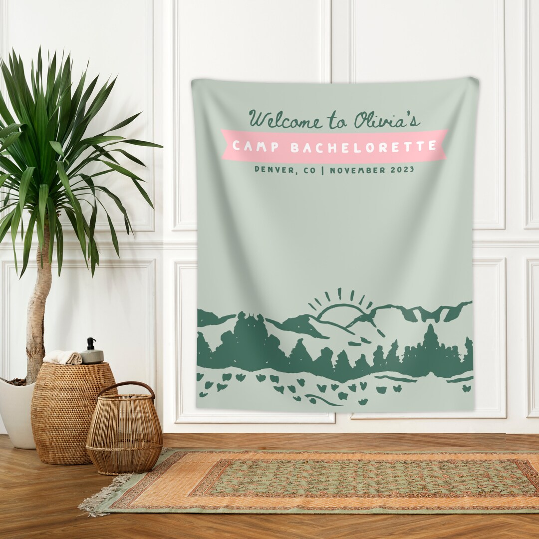 Camp Bachelorette Backdrop, Lake Bachelorette Custom Banner, Mountain ...