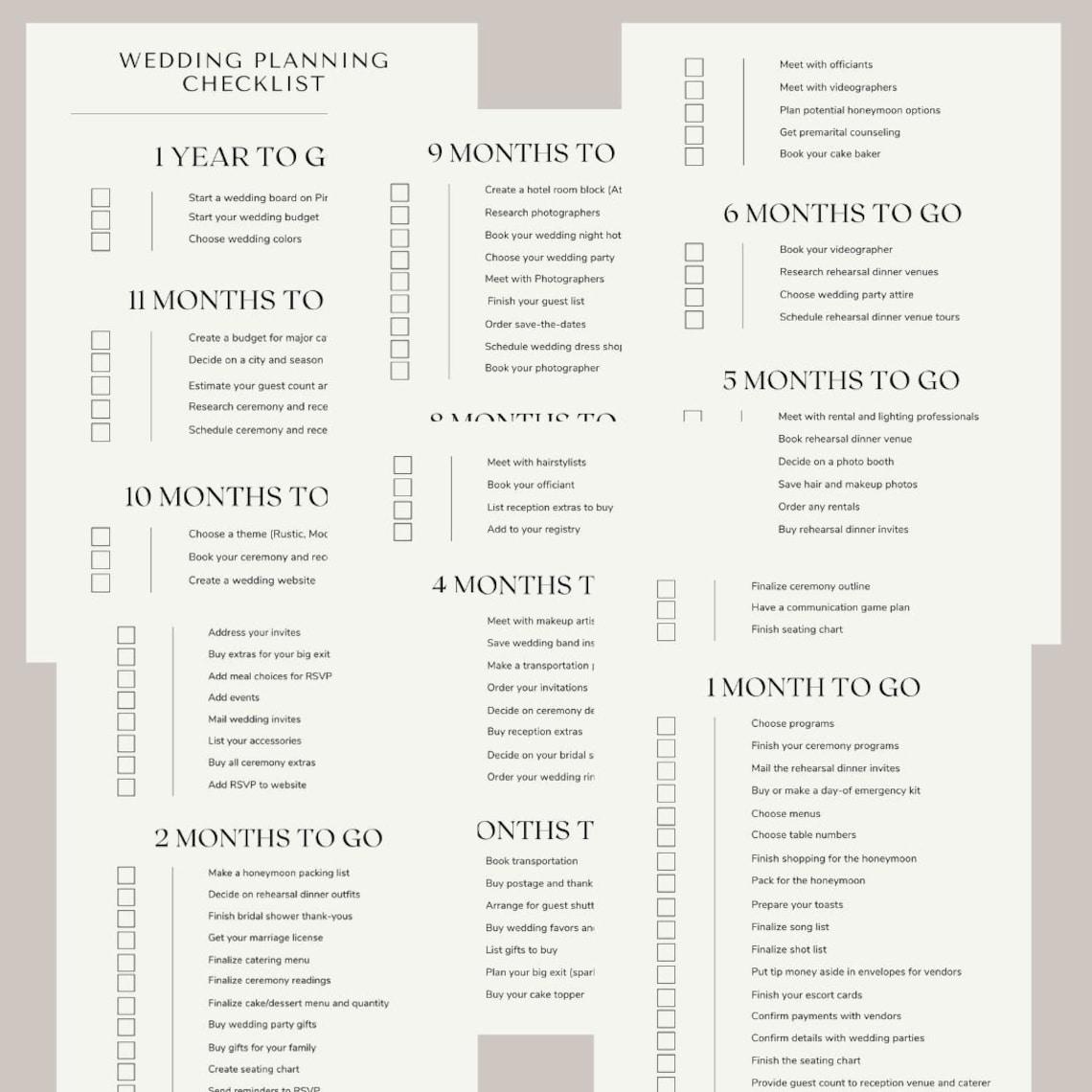 Detailed Wedding Checklist Printable | Wedding to Do List | Wedding ...