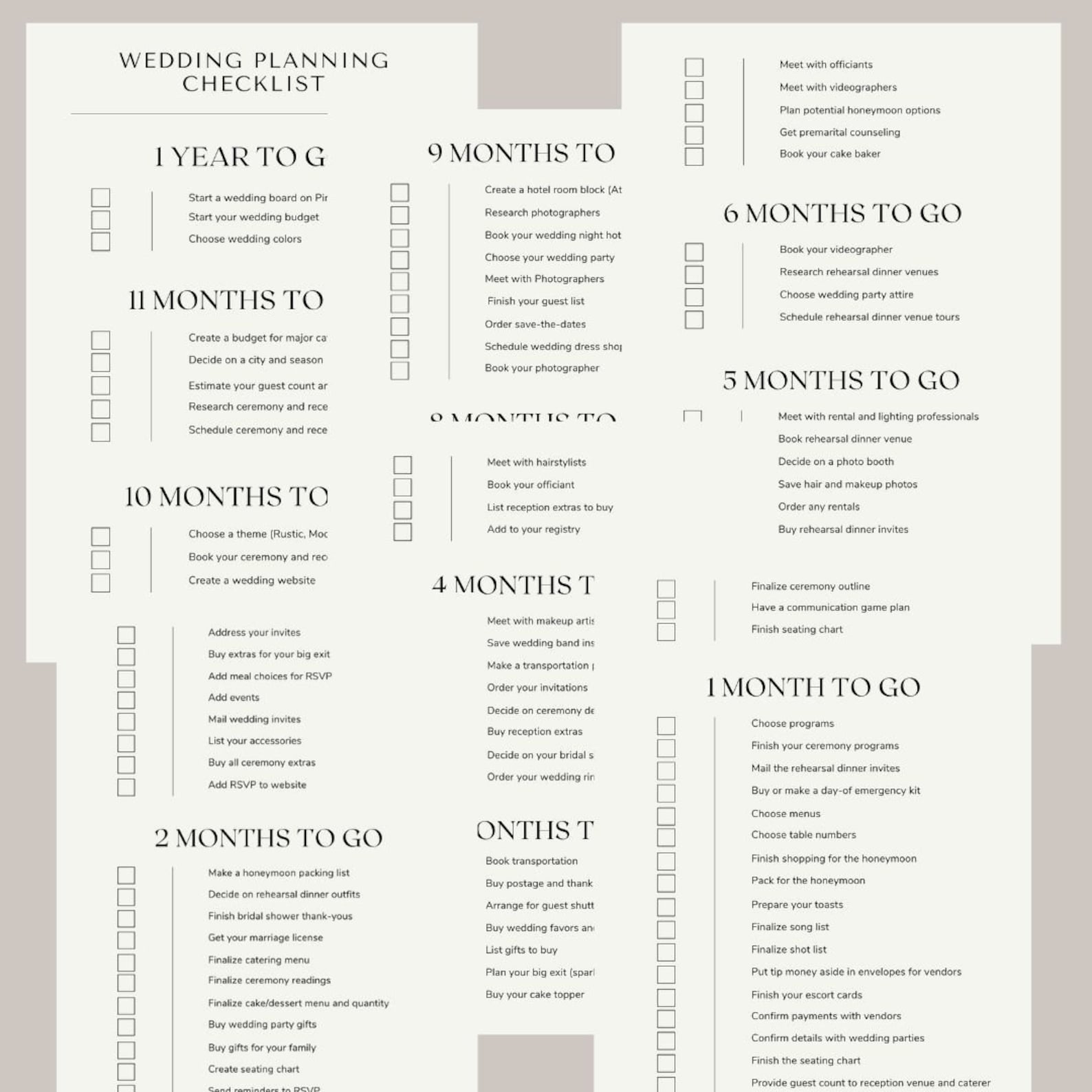 Detailed Wedding Checklist Printable Wedding to Do List - Etsy