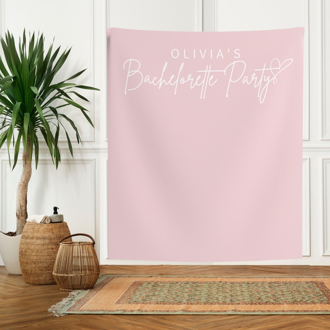 Bachelorette Pink Minimal Photo Backdrop, Bachelorette Party Wall Decor ...