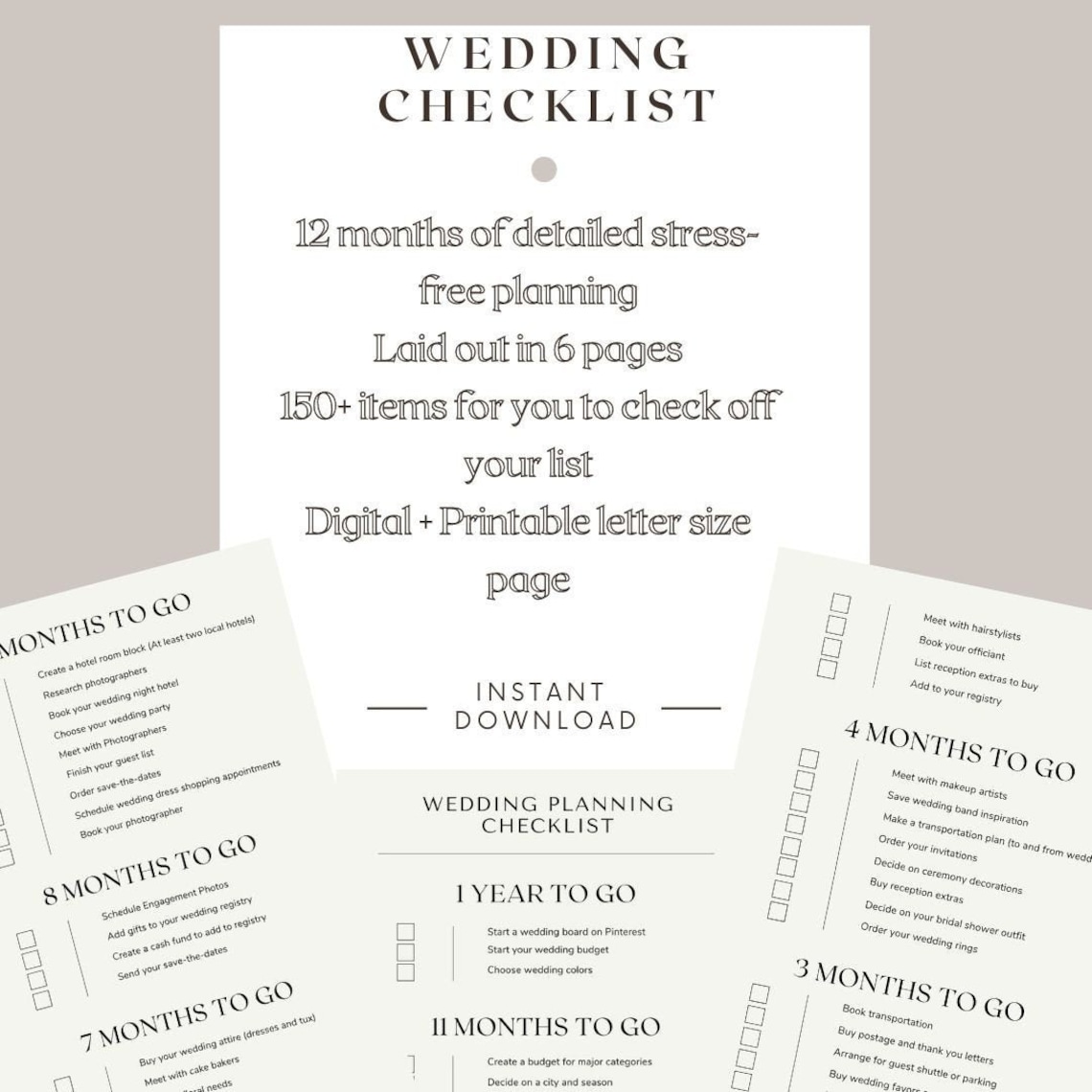Detailed Wedding Checklist Printable Wedding to Do List | Etsy