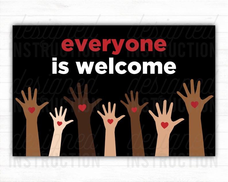 Everyone is Welcome Poster: Diversity Classroom Decor (digital Download ...