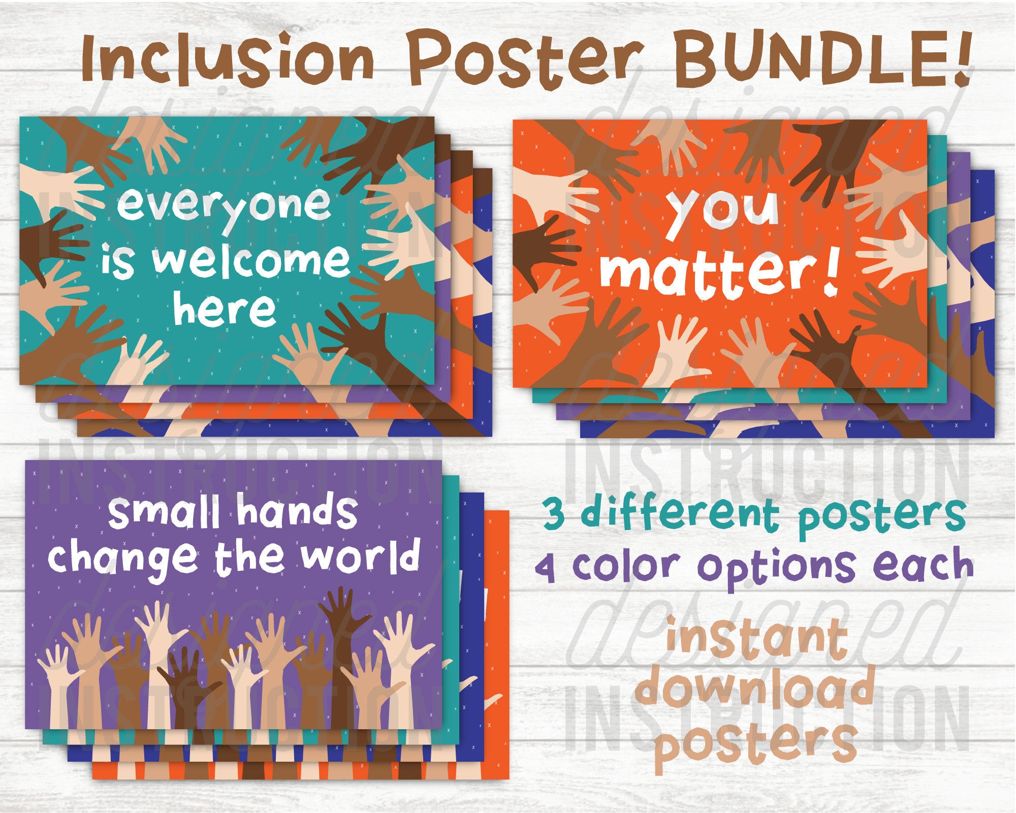 INSTANT DOWNLOAD Inclusion Poster Bundle Kindness /counselor /diversity ...