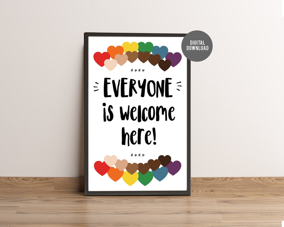 Everyone is Welcome Here Poster, Classroom Poster, Classroom Decor ...