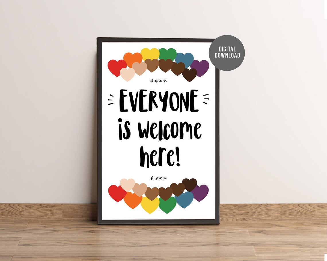 Everyone is Welcome Here Poster Classroom Poster Classroom - Etsy