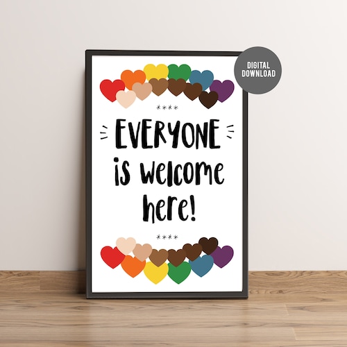 Everyone Welcome Here Diversity Art Classroom Decor - Etsy