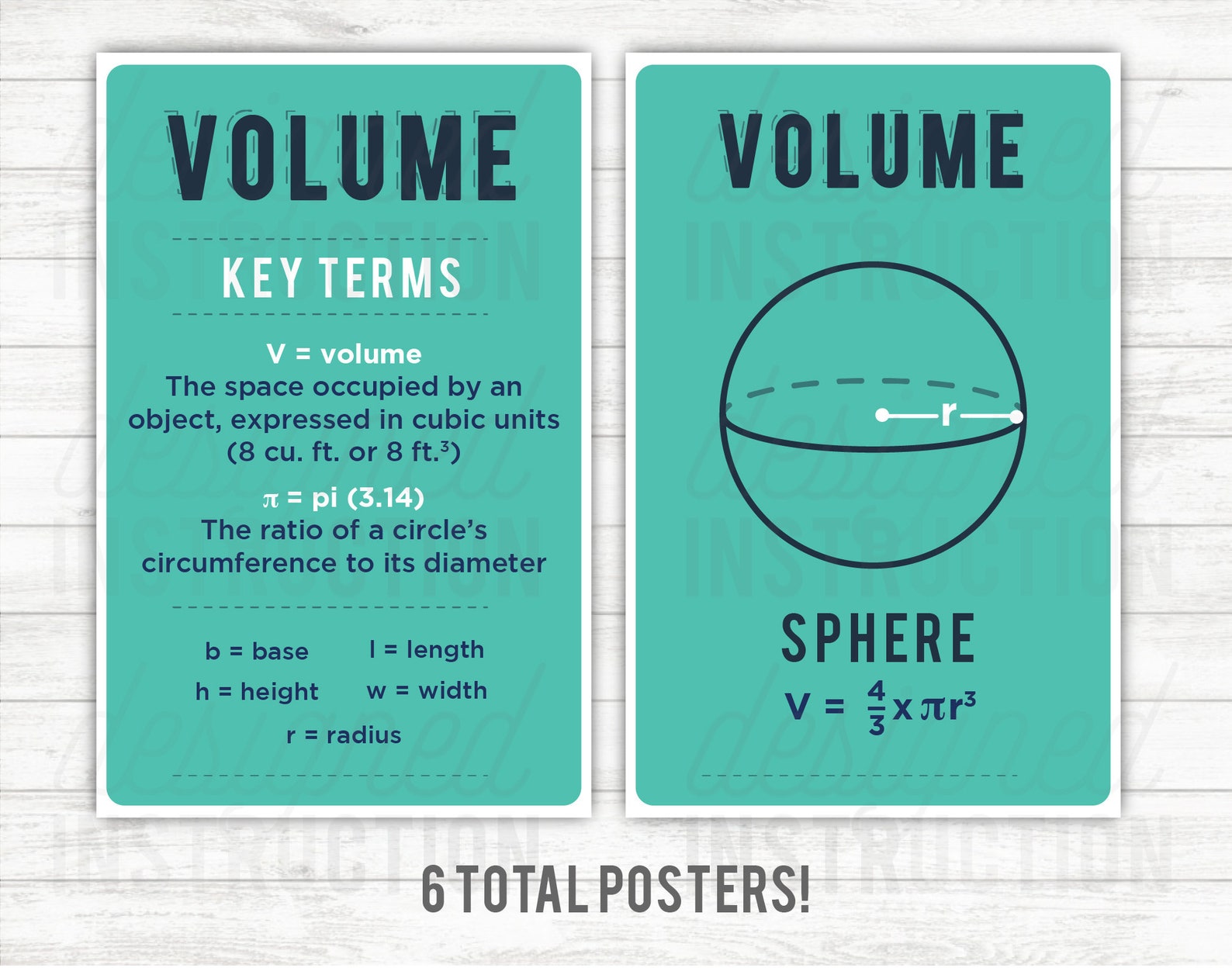 Volume Poster Set: Instant Download Geometry Formula Math Class Decor ...