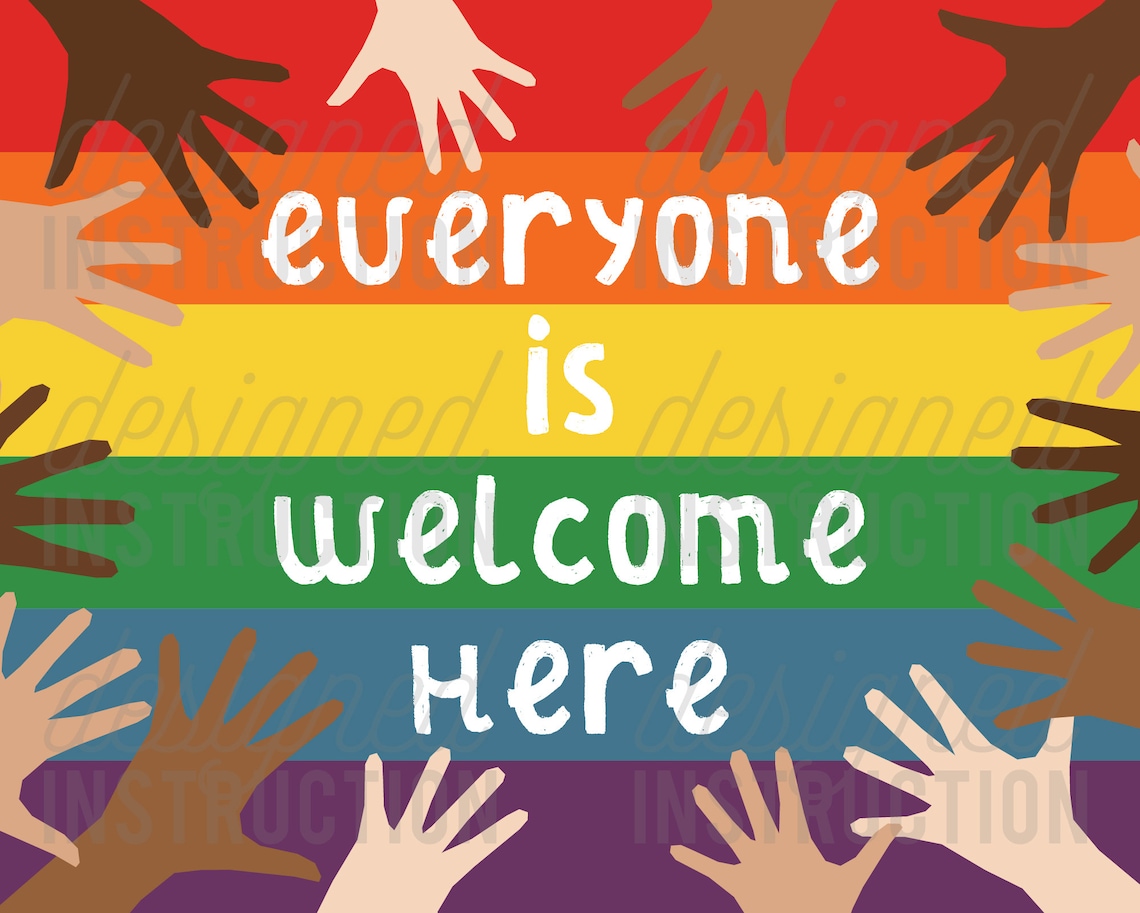 Everyone is Welcome Here Rainbow Poster: Classroom Poster - Etsy