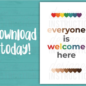 Everyone is Welcome Here: Digital Download Poster - Rainbow Kindness ...